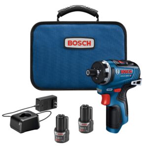 bosch gsr12v-300hxb22 12v max brushless 1/4 in. hex two-speed screwdriver kit with (2) 2.0 ah batteries