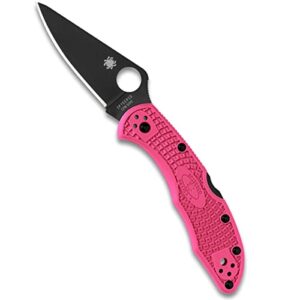 spyderco delica 4 lightweight knife with cpm s30v premium black steel blade and brilliant pink frn handle - plainedge - c11fppns30v