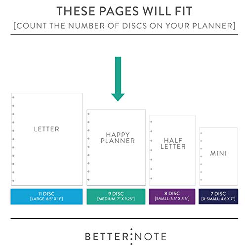 BetterNote Contact Address Refill Pages for Disc Notebooks, Fits TUL, Happy Planner, Levenger Circa, Staples ARC, Talia (Whimsy- 25 Sheets, 9-Disc, 7"x9.25")