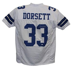 tony dorsett autographed/signed pro style white xl jersey bas