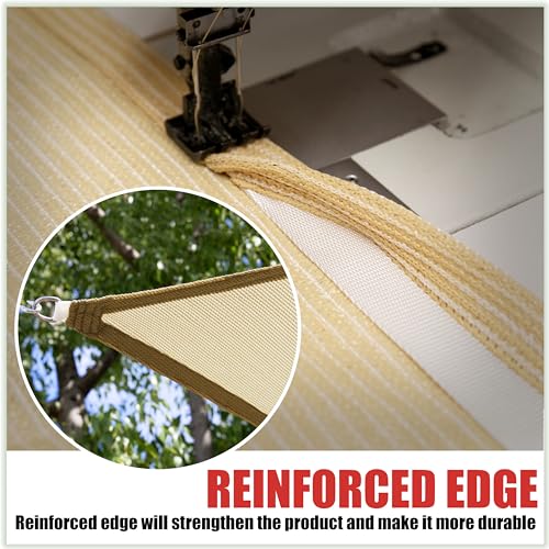 ColourTree 8' x 16' Beige Sun Shade Sail Rectangle Canopy Fabric Cloth Screen, Water Permeable & UV Block UPF50, Heavy Duty, Carport Patio Outdoor - (We Customize Size)