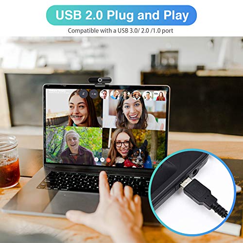 EICKMO 1080P Webcam with Microphone,Full HD Webcam,USB Desktop Laptop Computer Web Camera,Plug and Play,for Windows Mac OS,for Video Streaming,Calling,Conferencing,Online Teaching,Gaming