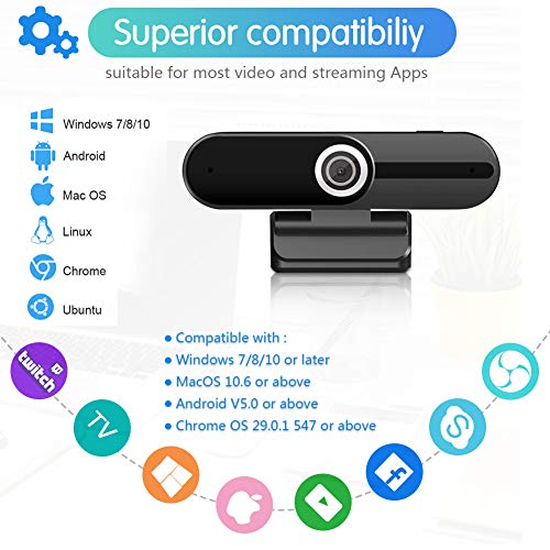 EICKMO 1080P Webcam with Microphone,Full HD Webcam,USB Desktop Laptop Computer Web Camera,Plug and Play,for Windows Mac OS,for Video Streaming,Calling,Conferencing,Online Teaching,Gaming