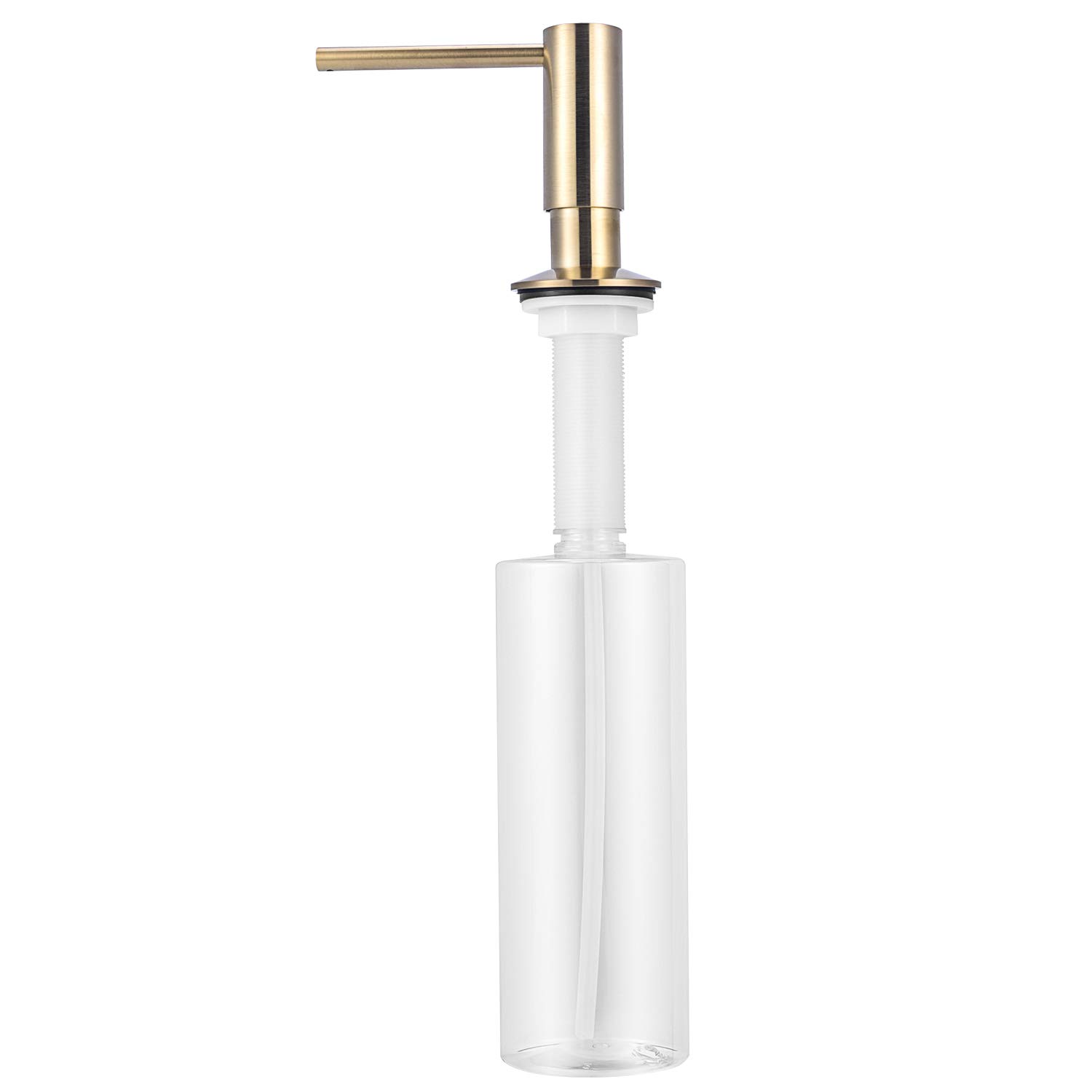 Samodra Sink Soap Dispenser, Metal Pump Head Liquid Lotion Countertop Kitchen Bathroom Soap Dispenser with 17 OZ PET Bottle (Brushed Gold)