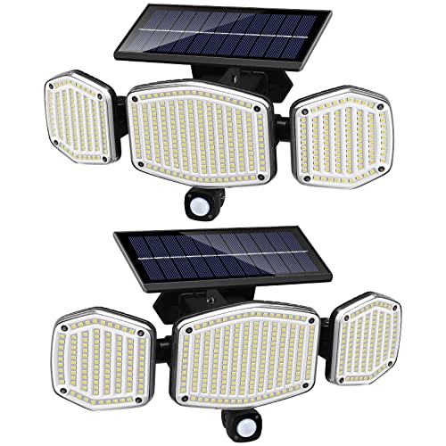 GDNZDUTS Solar Outdoor Lights, 426 LED Security Solar Lights, 6500K 360° Solar Motion Sensor Outdoor Lights 3 Heads, IP65 Waterproof Solar Powered Flood Light for Outdoor Garage Patio Yard(2 Pack)