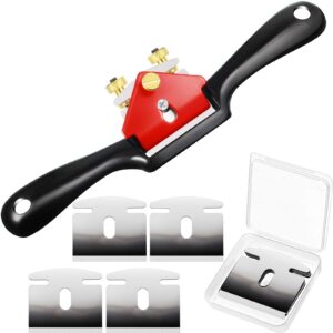 6 pieces adjustable spokeshave set 1 piece adjustable spokeshave with flat base and 5 pieces metal blade, metal blade wood working hand tool nice for wood craft, wood carver working (9 inch)