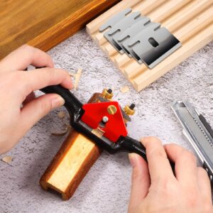 6 Pieces Adjustable Spokeshave Set 1 Piece Adjustable Spokeshave with Flat Base and 5 Pieces Metal Blade, Metal Blade Wood Working Hand Tool Nice for Wood Craft, Wood Carver Working (9 Inch)