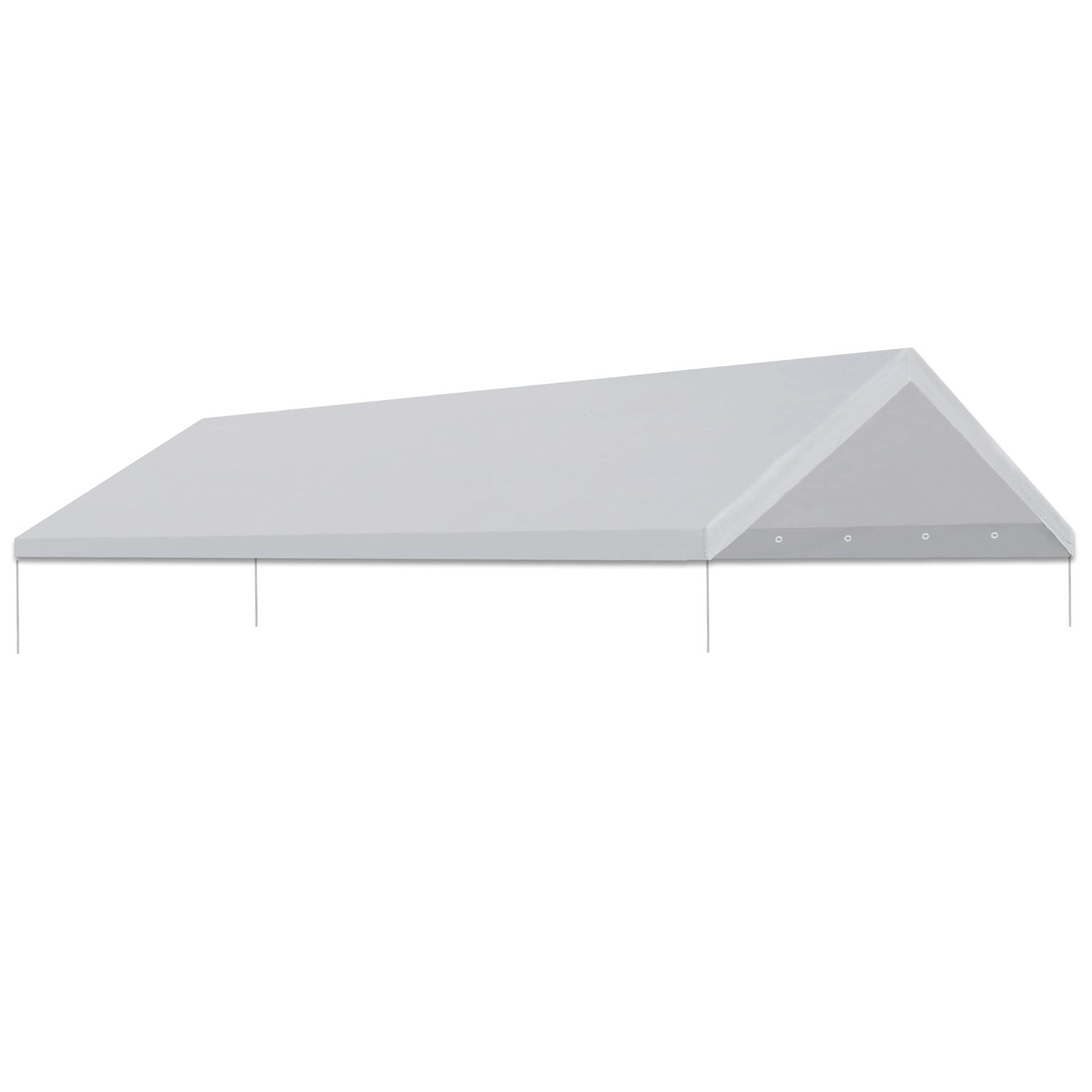 Strong Camel 10 x 20 Carport Canopy Replacement Cover Valance Canopy Replacements Top with Ball Bungees White (Only Cover, Frame is not Included)