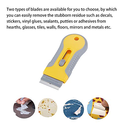 Razor Blade Scrape with 15pcs Extra Blades, Scraper Tool, Razor Blade Retractable, Paint Stripping Tool, Cleaning Tool for Removing Labels, Stickers, Decals, Paint from Glass and Stovetop-WEGAZ