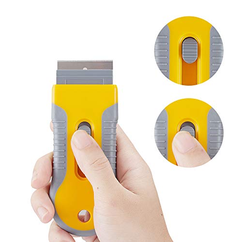 Razor Blade Scrape with 15pcs Extra Blades, Scraper Tool, Razor Blade Retractable, Paint Stripping Tool, Cleaning Tool for Removing Labels, Stickers, Decals, Paint from Glass and Stovetop-WEGAZ