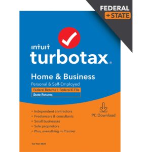 [old version] turbotax home & business desktop 2020 tax software, federal and state returns + federal e-file [amazon exclusive] [pc download]