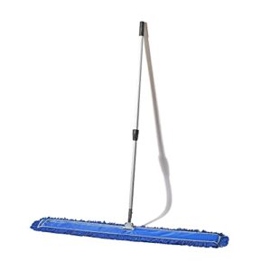 Tidy Tools Commercial Dust Mop & Floor Sweeper, 48 in. Dust Mop for Hardwood Floors, Reusable Dust Mop Head, Extendable Mop Handle, Industrial Dry Mop for Floor Cleaning & Janitorial Supplies, Blue