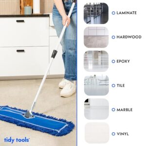 Tidy Tools Commercial Dust Mop & Floor Sweeper, 48 in. Dust Mop for Hardwood Floors, Reusable Dust Mop Head, Extendable Mop Handle, Industrial Dry Mop for Floor Cleaning & Janitorial Supplies, Blue