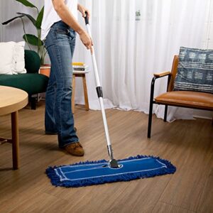 Tidy Tools Commercial Dust Mop & Floor Sweeper, 48 in. Dust Mop for Hardwood Floors, Reusable Dust Mop Head, Extendable Mop Handle, Industrial Dry Mop for Floor Cleaning & Janitorial Supplies, Blue