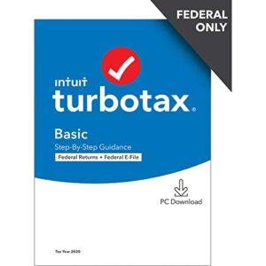 [old version] turbotax basic 2020 desktop tax software, federal returns only + federal e-file [pc download]