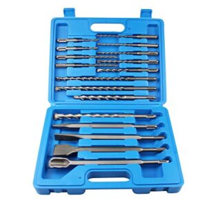 hfs(r)17pcs rotary hammer drill bits set & chisels- sds plus concrete masonry hole tool 17pcs with storage case