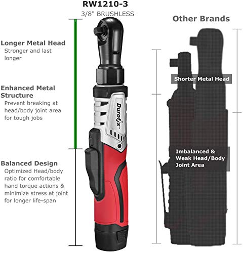 Durofix RW1210-32 G12 Series 12V Cordless Li-ion 3/8” 65 ft-lbs. Brushless Ratchet Wrench Tool Kit with 2 Batteries and Canvas Bag