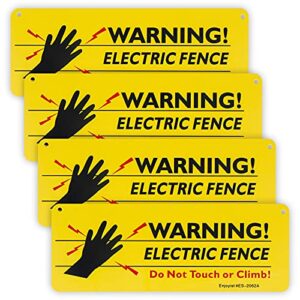 4-pack warning electric fence safe sign, 10"x 3.5" plastic sign