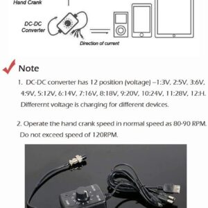 Yengsen Hand Crank Generator 30W 0-28V Portable Dynamo Phone Charger Military for Outdoor Mobile Phone Computer Charging with USB Plug (Green)