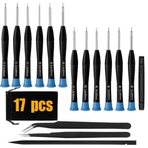 17 pcs screwdriver set, screwdrivers repair kit with different sizes of flathead phillips & torx screwdriver, professional repair tool for for xbox, phone, ps4, macbook, watch, electronics