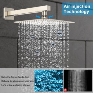 Rain Shower System Sets Faucet: EMBATHER 10 Inch Overhead Rainhead Shower Combo Set With Handheld And Valve-Luxury Modern Mixer Rainfall Brushed Nickel Shower Faucets Sets Complete