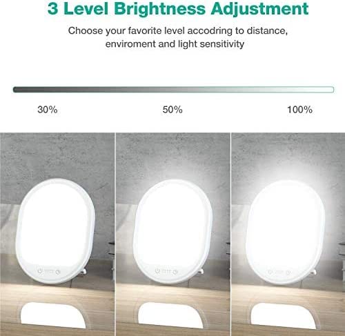 Light Therapy Lamp, UV-Free 10000 Lux Therapy Light Daylight Lamp Touch Control with 3 Adjustable Brightness Levels & 4 Timer Function, Large Light Surface & Rotatable Stand for Home/Office