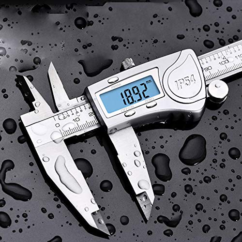 EaseBuy IP54 Waterproof Digital Caliper 6 inch, Stainless Steel Electronic Vernier Calipers, Millimeter Inch Conversion, 0.0005"/0.01mm Resolution Accurate Measuring Tool