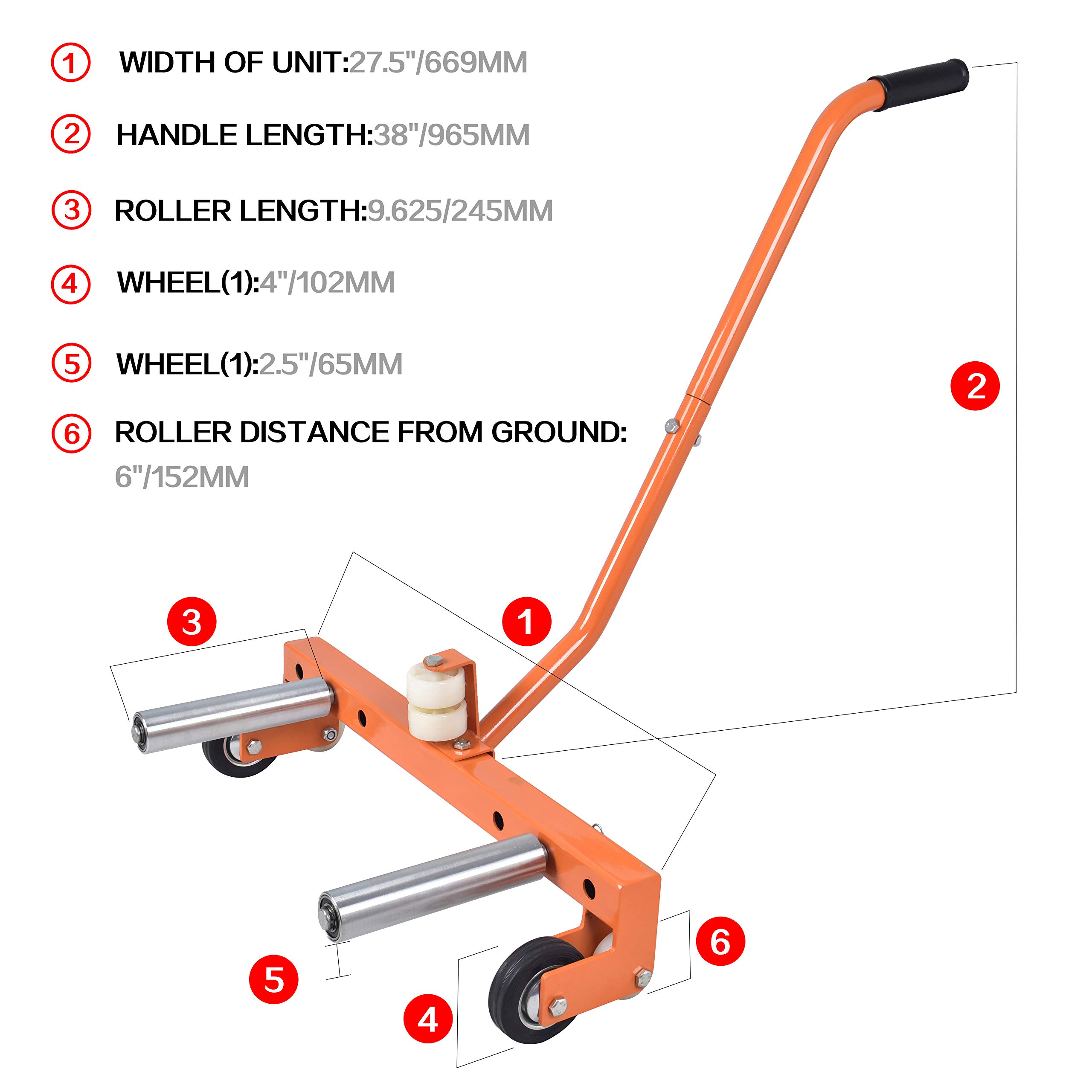 Aain DY016 Heavy-Duty Adjustable Tire Wheel Dolly For Workshop, Garage, Orange