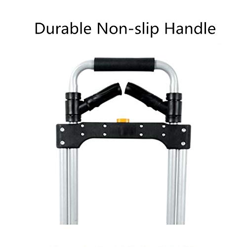 Portable Folding Handcart Folding Trolley Cart Pull Goods Trailer Silent Luggage Cart Moving Small Cart Trolley with Handrail Big Wheels Multi Function Folding Handcart