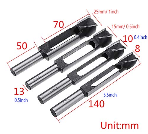 Dtacke Wood Plug Hole Cutter Tenon Dowel And Plug Drill Woodworking Cutter (8mm Drill inner bore)