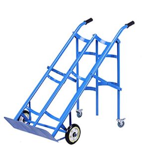 portable folding handcart oxygen cylinder trolleys propane acetylene bottle trolleys 40-liter double-bottles with brackets multi function folding handcart (color : silver, size : 1.4x0.35m)