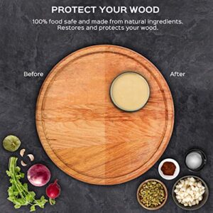 Wood Cutting Board & Butcher Block Conditioner & Finishing Wax | 100% Natural Food Grade & Food Safe | No Beeswax & No Mineral Oil | 100% Plant-Based & Certified Vegan