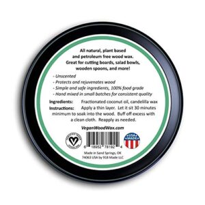 Wood Cutting Board & Butcher Block Conditioner & Finishing Wax | 100% Natural Food Grade & Food Safe | No Beeswax & No Mineral Oil | 100% Plant-Based & Certified Vegan