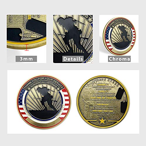 Military Challenge Coin Honoring All Veterans Thank You for Your Service