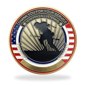 Military Challenge Coin Honoring All Veterans Thank You for Your Service