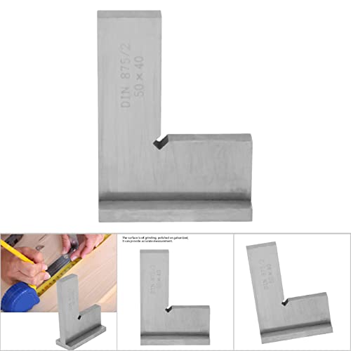 Carbon Steel Flat 90 Degree Right Angle Ruler, Machinist Square Carpenter Square with Seats (#1 Level 2 50 X 40)