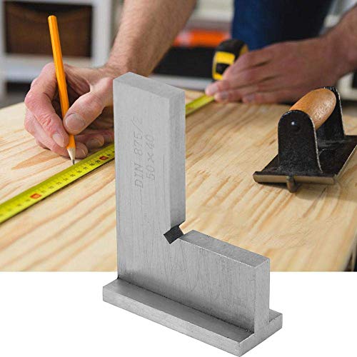 Carbon Steel Flat 90 Degree Right Angle Ruler, Machinist Square Carpenter Square with Seats (#1 Level 2 50 X 40)