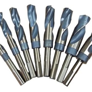 Hoteche 8PC HSS Cobalt Silver & Deming Drill Bits Set, Large Size 9/16" to 1", Reduced 1/2" Shank