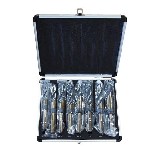 Hoteche 8PC HSS Cobalt Silver & Deming Drill Bits Set, Large Size 9/16" to 1", Reduced 1/2" Shank