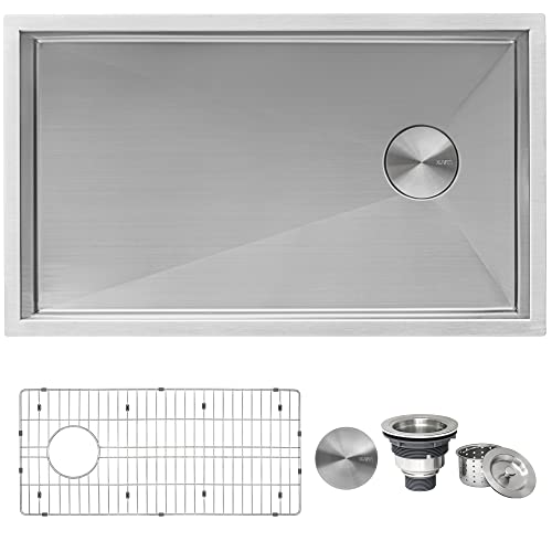 Ruvati 30-inch Slope Bottom Offset Drain Undermount Kitchen Sink Single Bowl - RVH7480