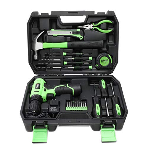 DNA MOTORING TOOLS-00018 Green 27 PCs 12V Cordless Power Drill Driver Bit Set w/Charger+Screwdrivers+Pliers Home Repair Kit, mint green