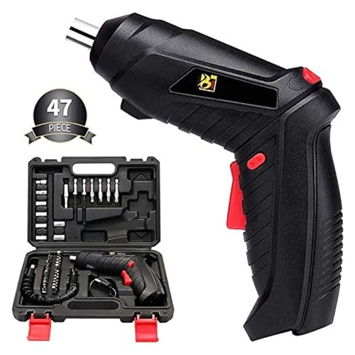 Electric Screwdriver, 3.6V Cordless Screwdriver Rechargeable with 44pcs Screwdriver Bit Set, Front LED Light, Flexible Shaft, Micro USB, Carrying Case, Easy for Small Home Projects