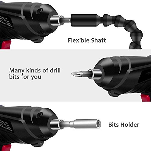 Electric Screwdriver, 3.6V Cordless Screwdriver Rechargeable with 44pcs Screwdriver Bit Set, Front LED Light, Flexible Shaft, Micro USB, Carrying Case, Easy for Small Home Projects