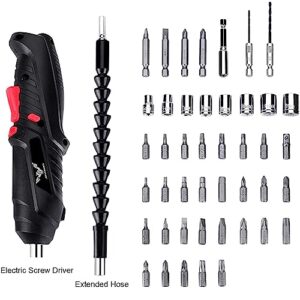 Electric Screwdriver, 3.6V Cordless Screwdriver Rechargeable with 44pcs Screwdriver Bit Set, Front LED Light, Flexible Shaft, Micro USB, Carrying Case, Easy for Small Home Projects