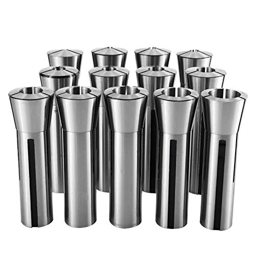 KUNTEC 13 Piece Precision R8 Collet Set Mill Collets Set Taper Spindle R8 Collets for Mill Machine 1/8inch - 7/8inch