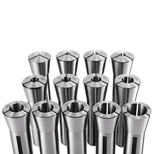 KUNTEC 13 Piece Precision R8 Collet Set Mill Collets Set Taper Spindle R8 Collets for Mill Machine 1/8inch - 7/8inch