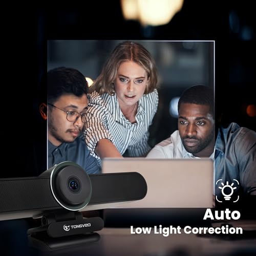 TONGVEO Wide Angle Webcam with Microphone and Speaker, Conference Room USB 1080P 60fps Web Camera for Smart TV Computer Video Call Streaming Meeting, Works for Microsoft Teams, Zoom, PC