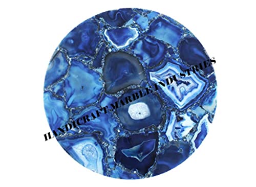 Blue Agate Stone Round Coffee Table Top, Blue Agate Stone Round Counter Top, Blue Agate Stone Round Centre Table Top, Blue Agate Stone Round Dining Table Top, Home Decor, Piece Of Conversation