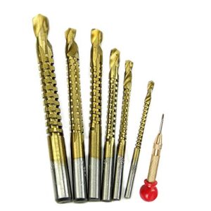 6pcs titanium twist 3-8mm saw drill bit set with center punch tool, high speed steel pulling carpenter wood metal plastic cutting hole sawtooth twist bits groove drills tool