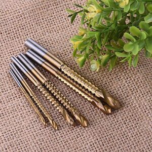 6pcs Titanium Twist 3-8mm Saw Drill Bit Set with Center Punch Tool, High Speed Steel Pulling Carpenter Wood Metal Plastic Cutting Hole Sawtooth Twist Bits Groove Drills Tool